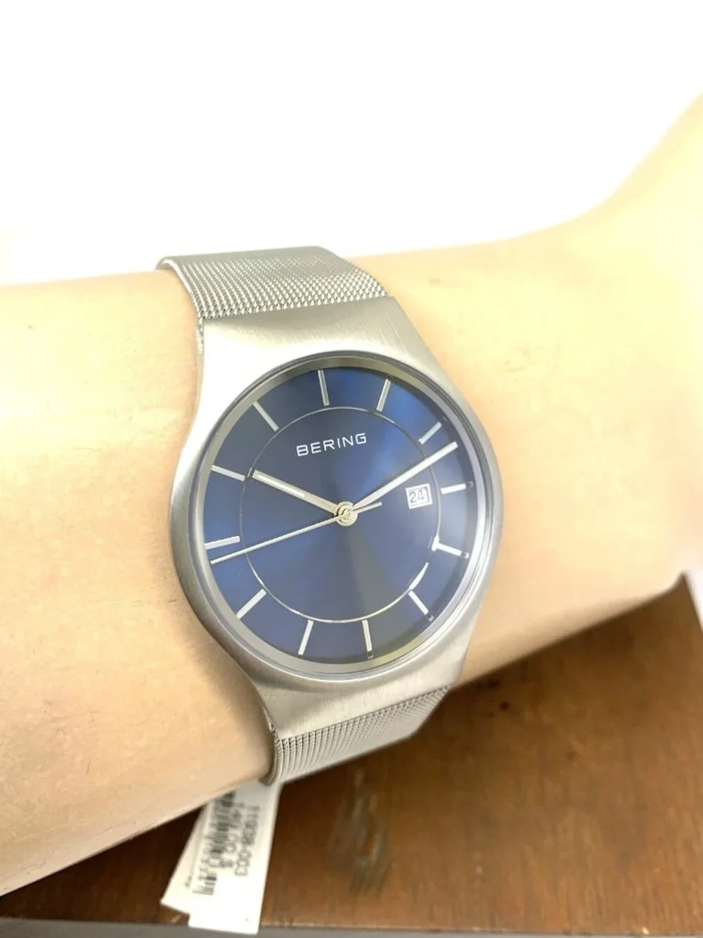 Bering | Accessories | Bering Mens Watch 193803 Quartz Blue Dial Mesh ...